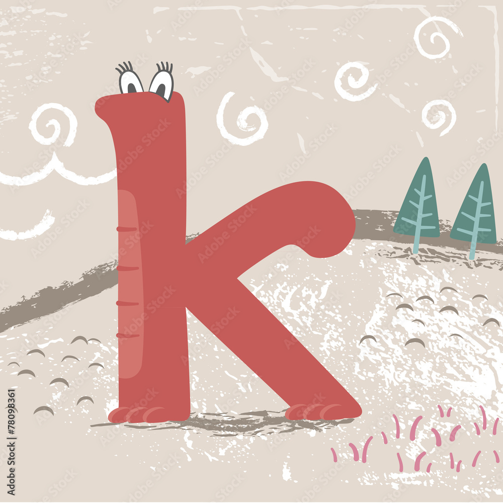 Cute alphabet, Letter K. Is it a letter or an animal? Stock Vector ...