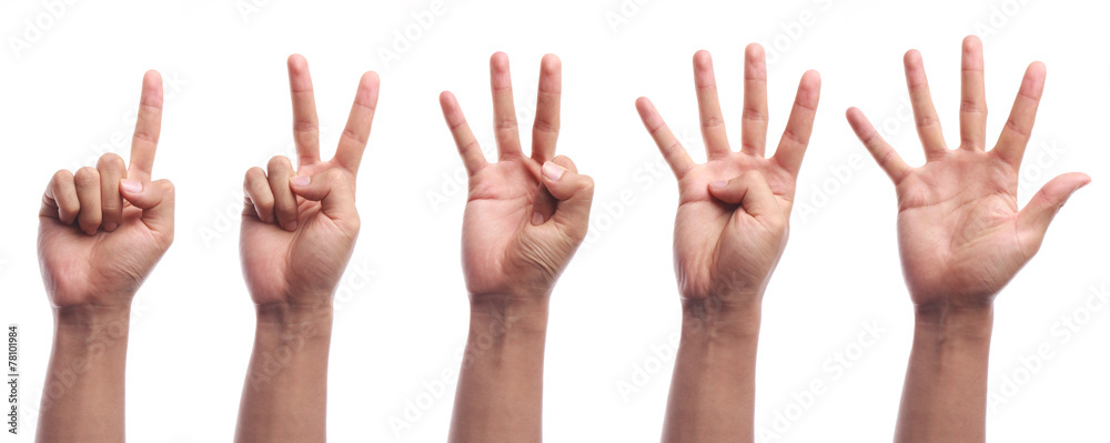 One To Five Fingers Count Hand Gesture Isolated Stock Foto Adobe Stock