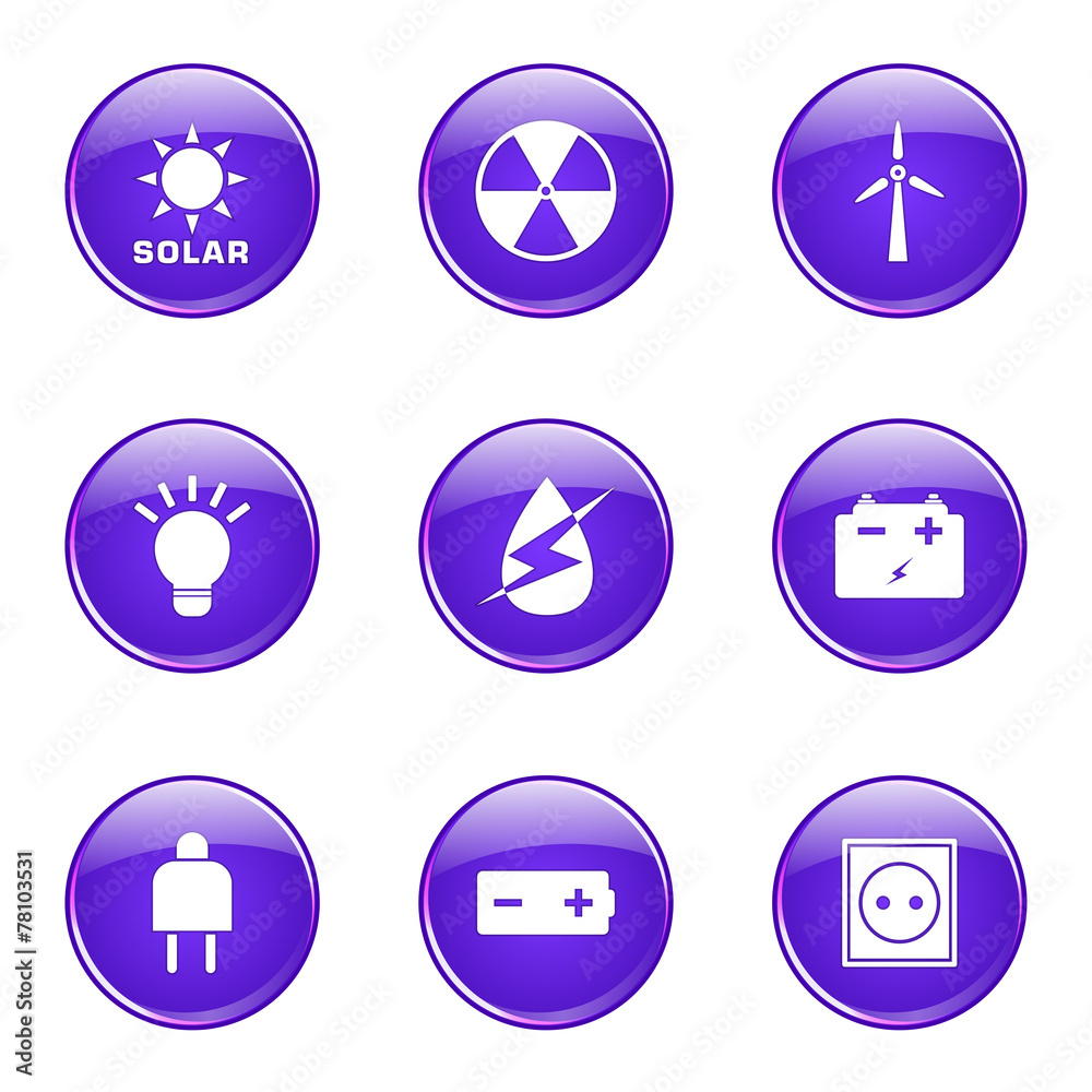 Energy Sign And Symbol Violet Vector Button Icon Stock Vector | Adobe Stock