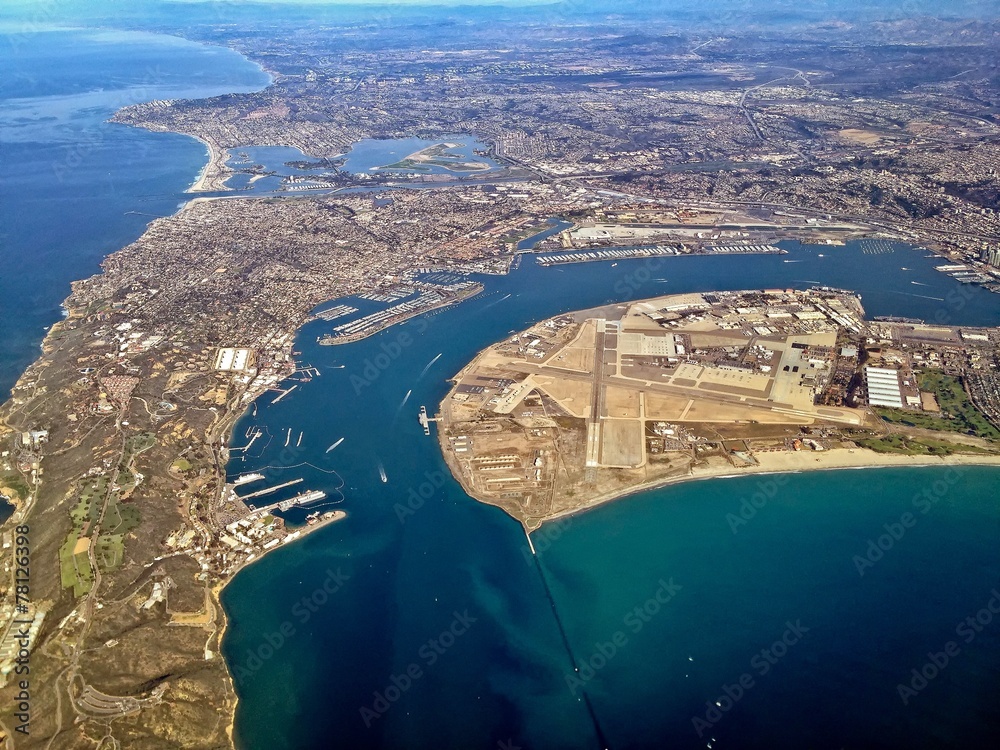 Aerial View of Point Loma, Coronado, Bay, San Diego, California foto de ...