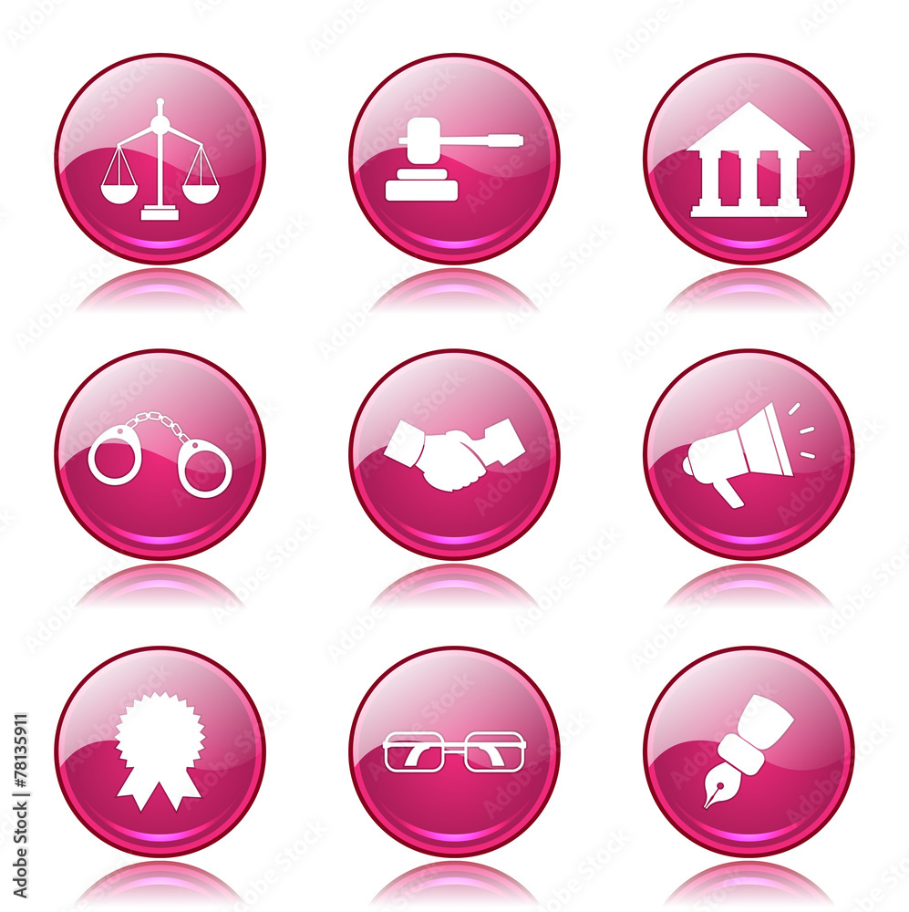 Law Sign Pink Vector Button Icon Design Set Stock-Vektorgrafik | Adobe ...