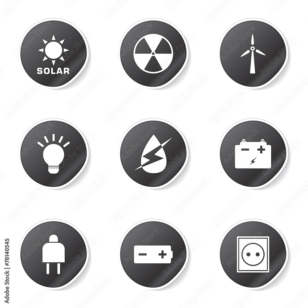 Energy Sign And Symbol Black Vector Button Icon Stock Vector | Adobe Stock