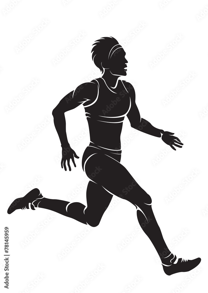 Runner-woman. Vector silhouette isolated on white Stock Vector | Adobe ...