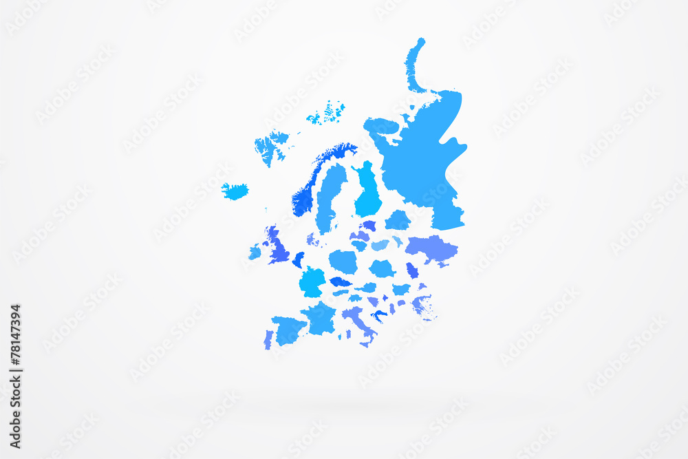 Europe Continent Map With Country Borders Stock Vector | Adobe Stock