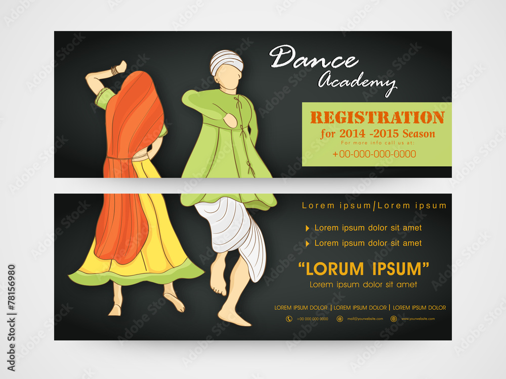 Website header or banner set for dance academy. Stock Vector | Adobe Stock