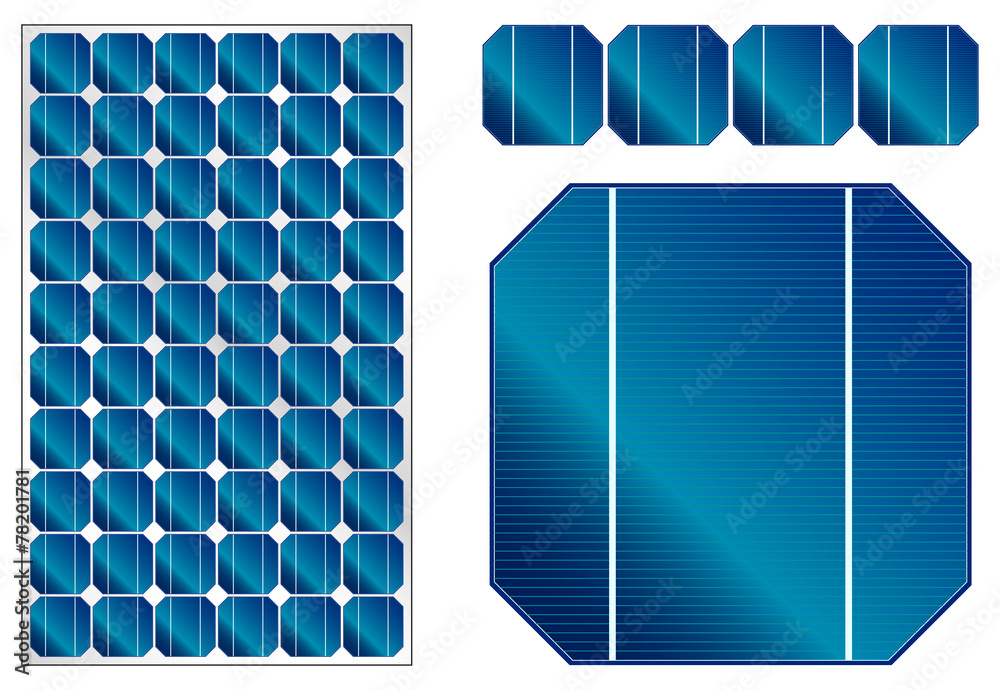 Solar panel illustration with detailed cells Stock Vector | Adobe Stock