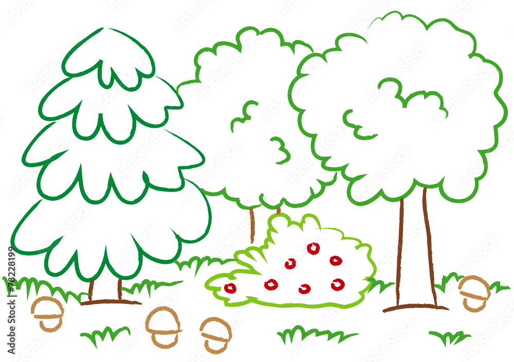 drawing children with forest Stock Vector | Adobe Stock