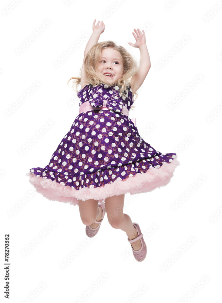 Beautiful little girl jumping isolated Stock Photo | Adobe Stock