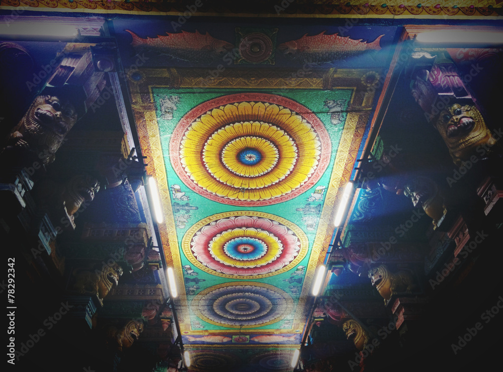 Ceiling in Hindu Temple Meenakshi Amman Temple Stock Photo | Adobe Stock