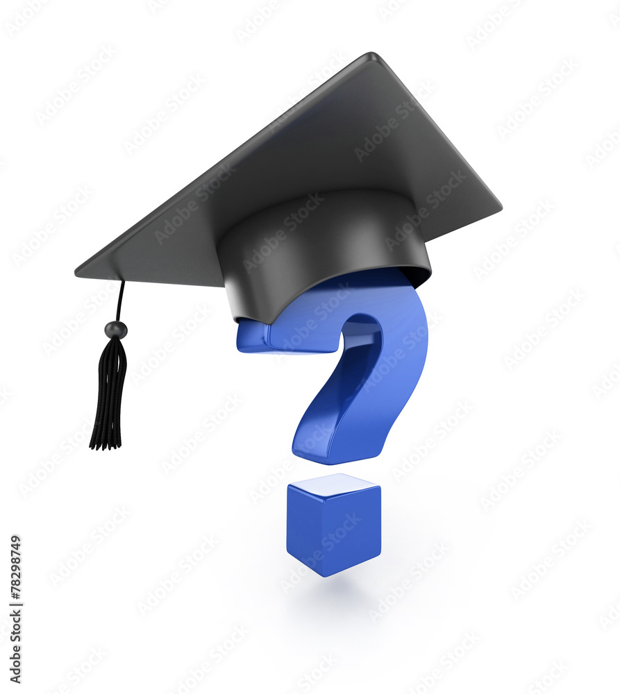 graduation cap under question mark. 3d illustration Stock Illustration ...
