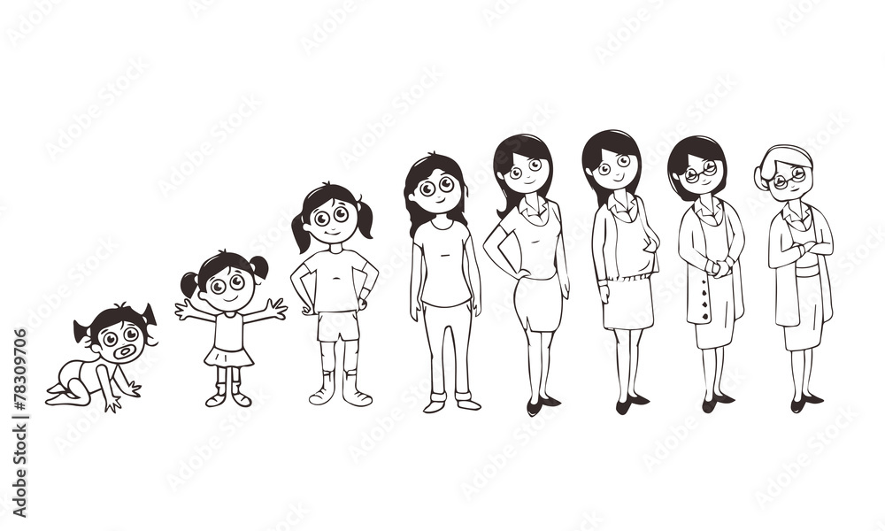 Various life stages of woman for International Women's Day. Stock ...