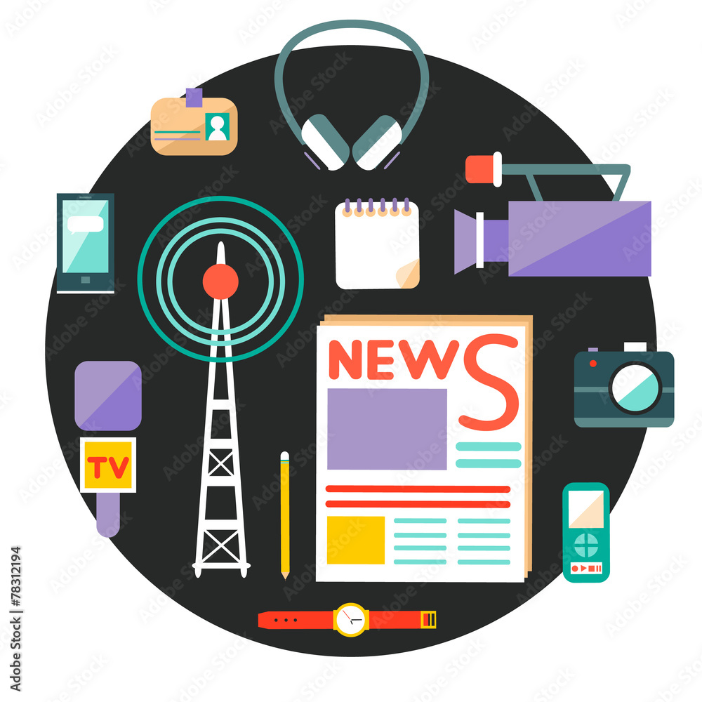 Vector mass media icons set. Stock Vector | Adobe Stock