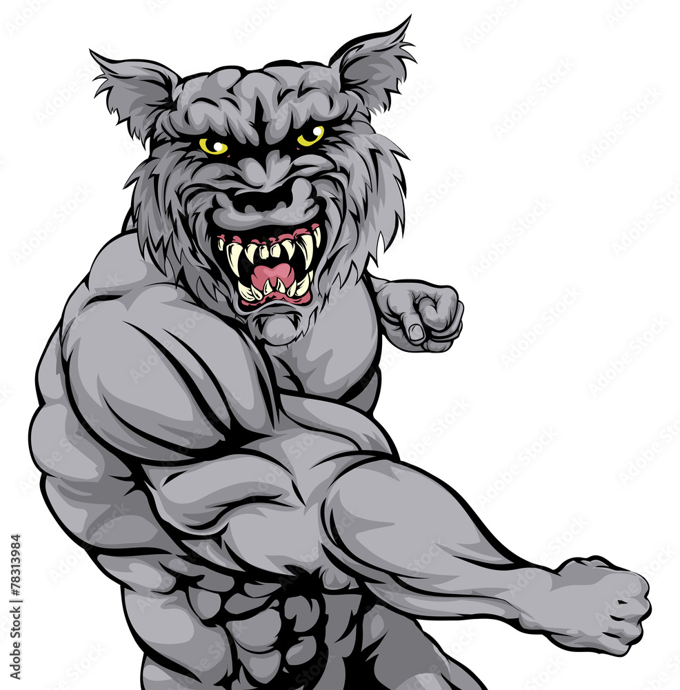 Tiger character punching Stock Vector | Adobe Stock