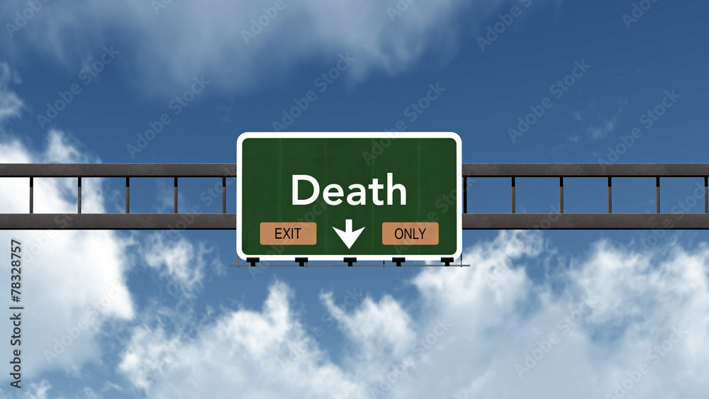 Death Highway Road Sign Exit Only Concept 3D Illustration Stock Photo ...