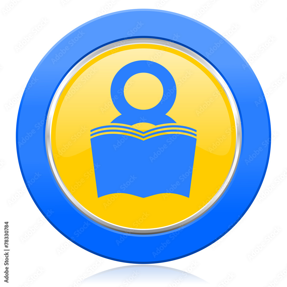 book blue yellow icon reading room sign bookshop symbol Stock ...