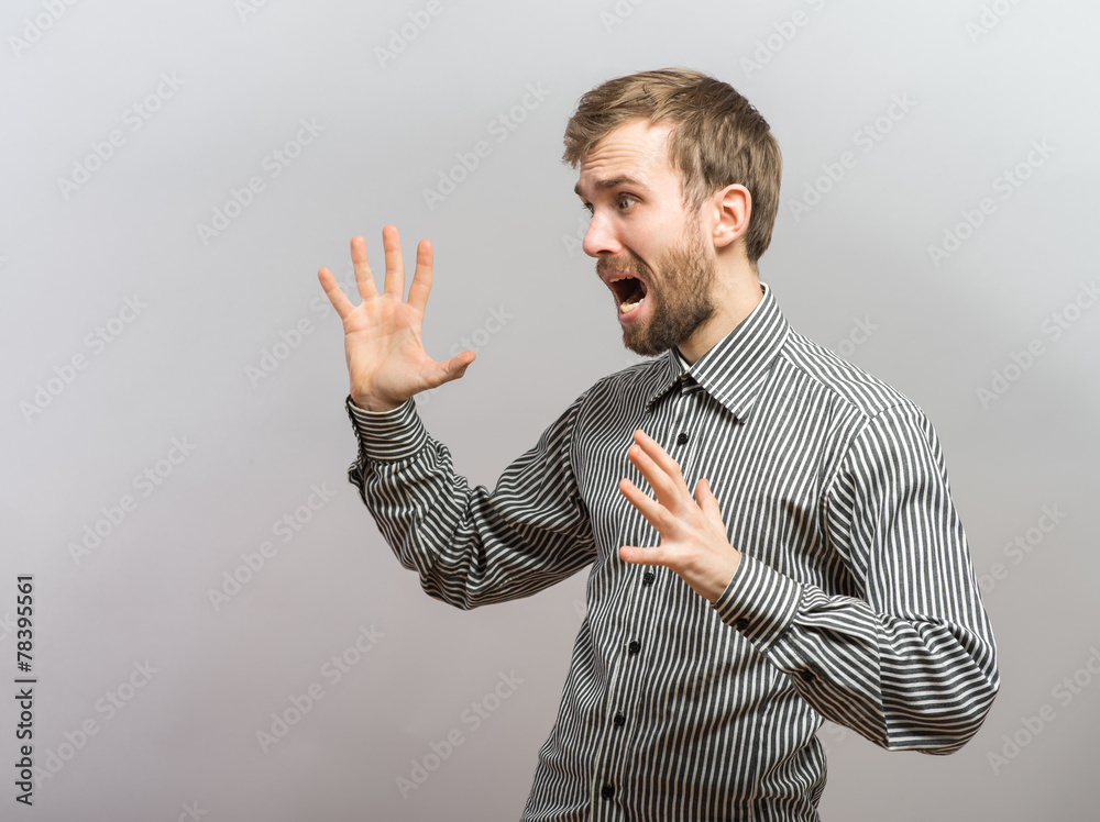 Shirtless Man Screaming Stock Photo | Adobe Stock
