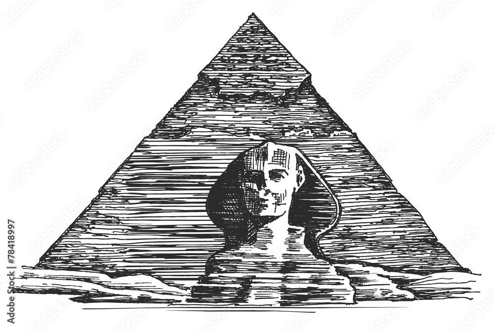 Egypt vector logo design template. Egyptian pyramid or Sphinx Stock ...