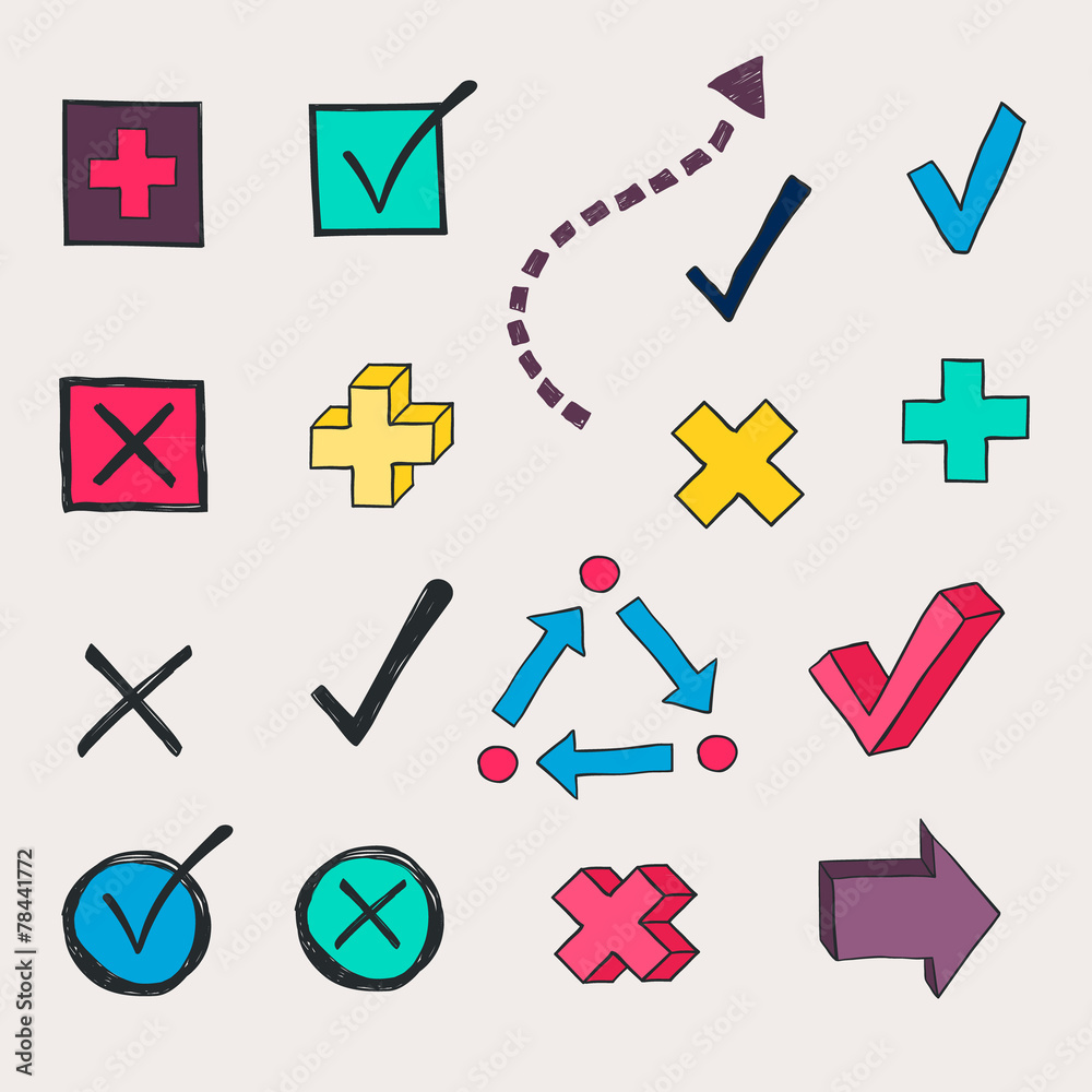 Colorful check marks and check boxes Stock Vector | Adobe Stock