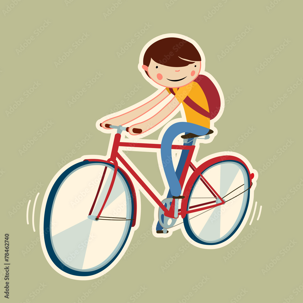 cute boy on a bike. cartoon character isolated Stock Vector | Adobe Stock