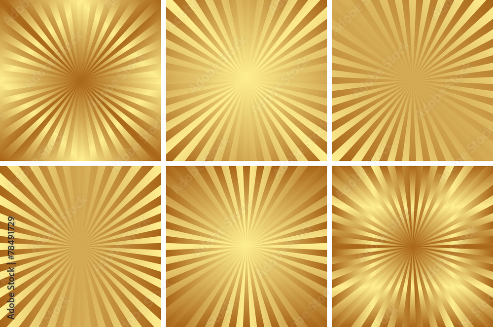 set of golden backgrounds with rays Stock Vector | Adobe Stock