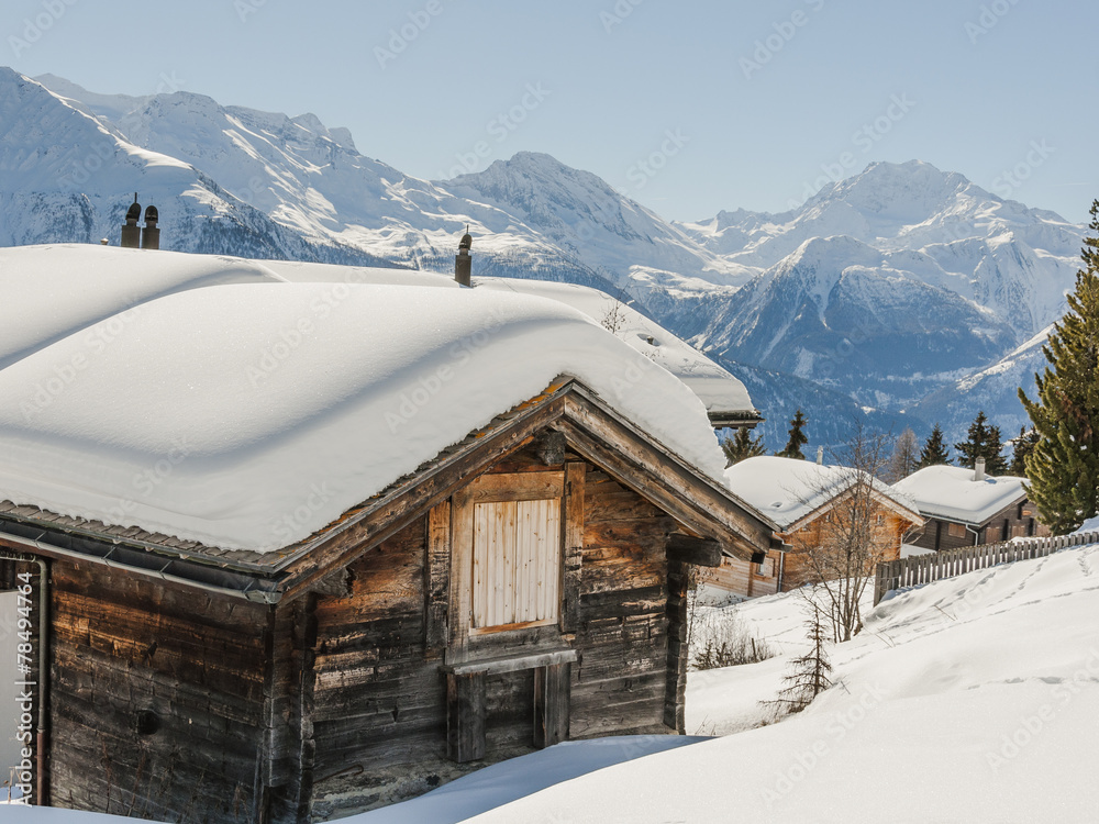Riederalp, Bergdorf, Walliser Dorf, Alpen, Winter, Schweiz Stock-Foto | Adobe Stock