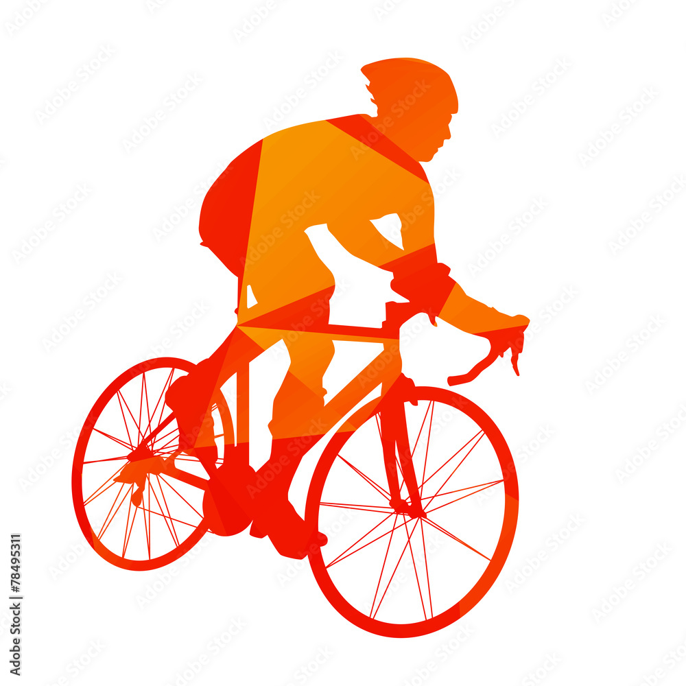 Abstract orange cyclist silhouette Stock Vector | Adobe Stock