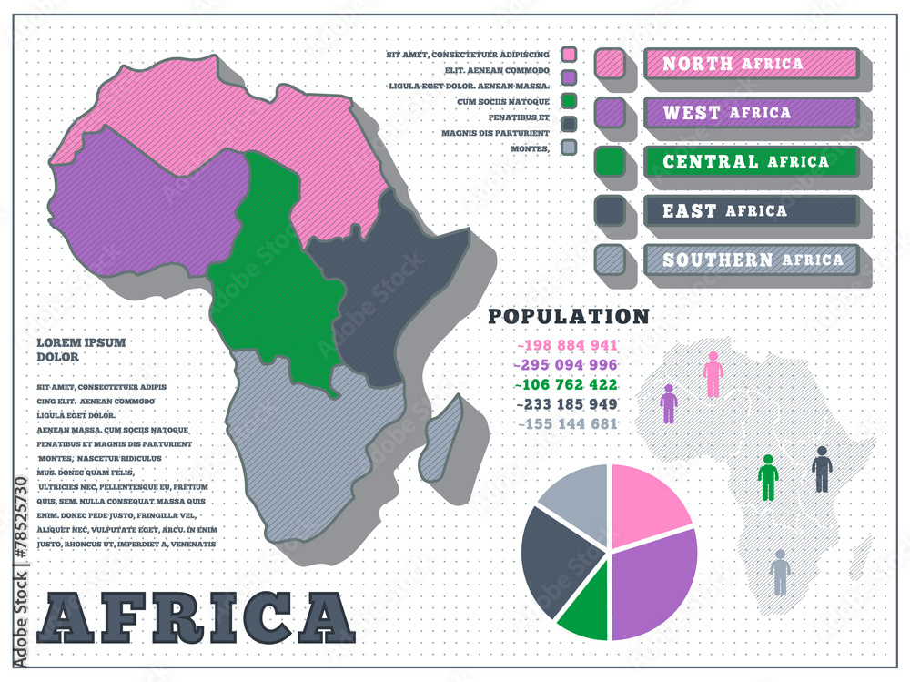 Infographics. population. Map of Africa. Political map. Vector. Stock ...