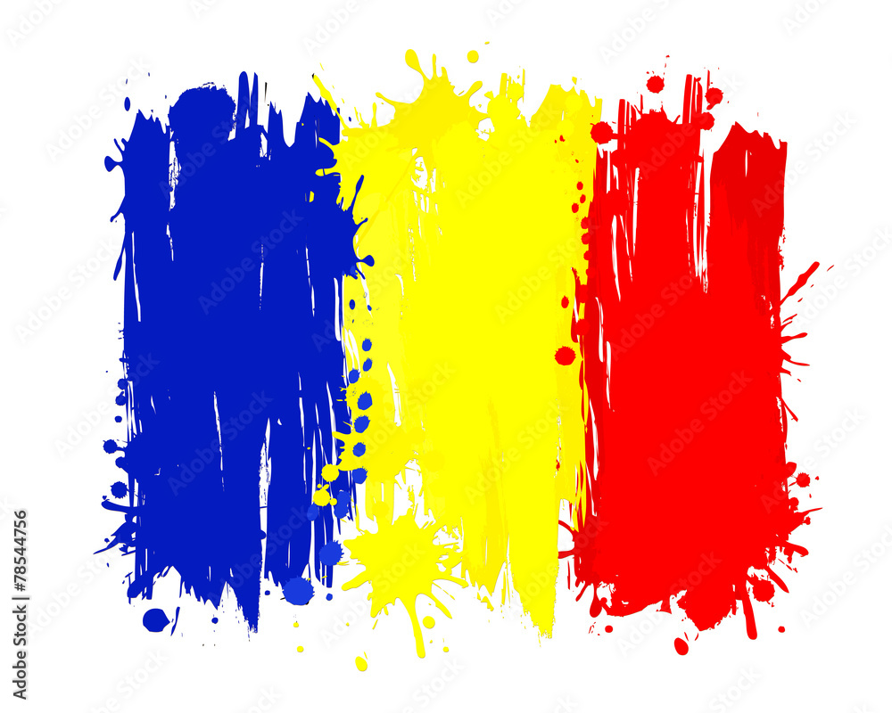 Vector flag of Romania. Graffiti in grange style with brush stro Stock ...