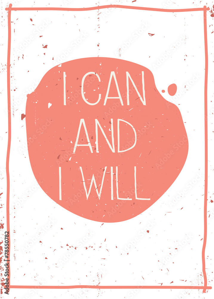 Colorful inspirational vintage poster with quote and design elem Stock ...