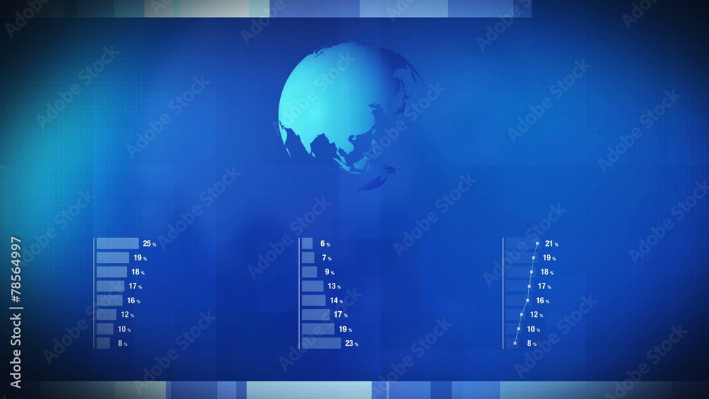 Animated Infographics Histogram Bar Graph Charts and Earth Map Stock ...