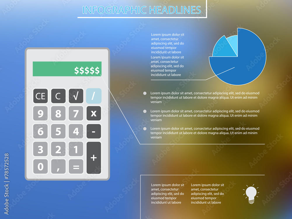Infographic elements with calculator and blue diagram Stock Vector ...
