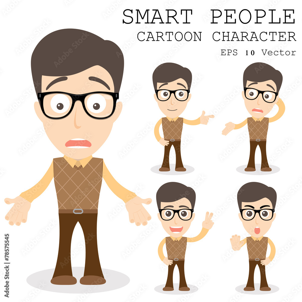 Vecteur Stock Smart people cartoon character eps 10 vector illustration ...