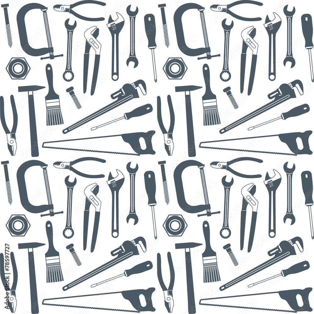 Hand tools vector seamless pattern background 2 Stock Vector | Adobe Stock