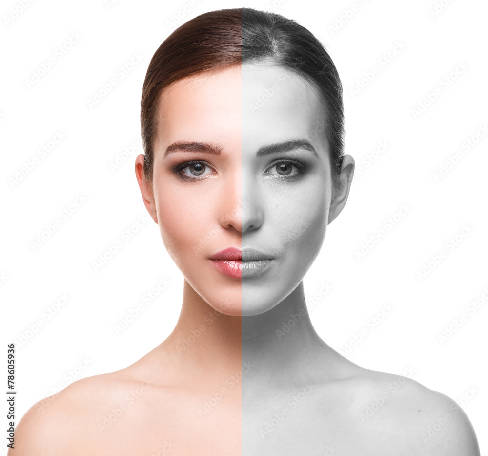Face before and after retouch Stock Photo | Adobe Stock
