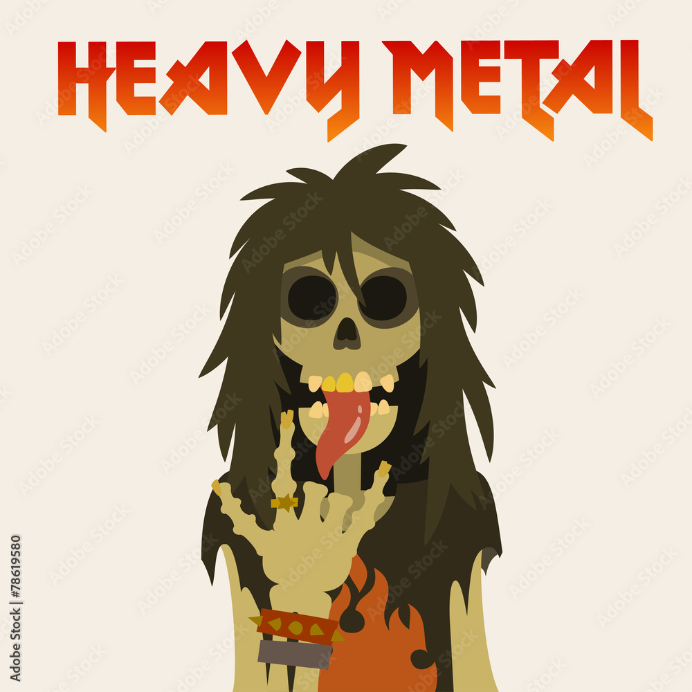 heavy metal skeleton with symbol sign of the horns Stock Vector | Adobe ...