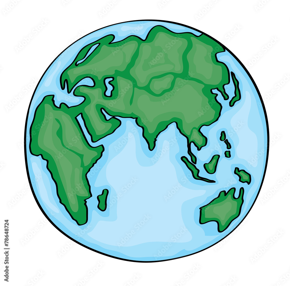 Hand drawn cute cartoon earth asian. Vector Stock Vector | Adobe Stock