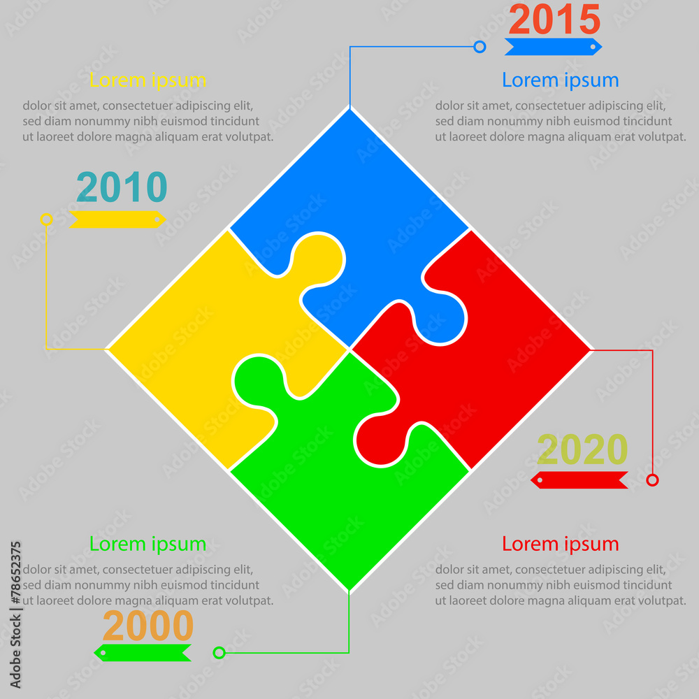 Infographics Report Templates In A Square Puzzle Elements Vecto Stock Infographics Report Templates In A Square Puzzle Elements Vecto Stock