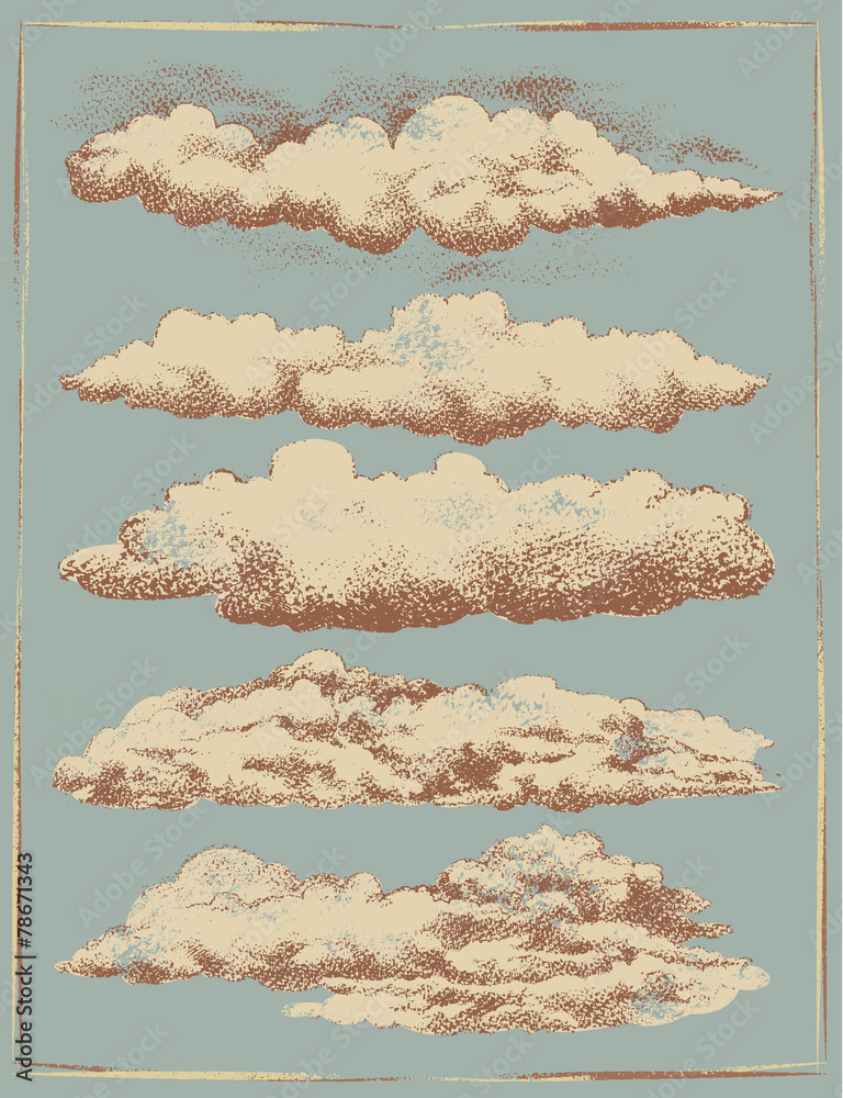 Vintage Cloud Background Vector Set Stock Vector | Adobe Stock