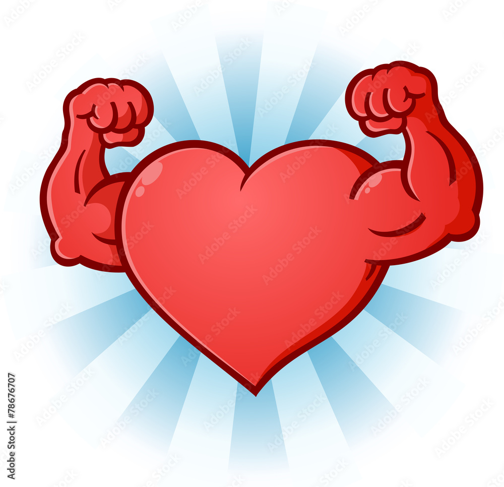 Heart Flexing Muscles Cartoon Character Stock Vector | Adobe Stock