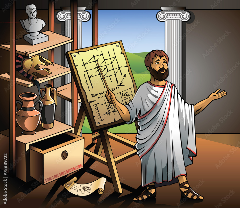 Ancient Greek scientist, represents his invention, vector Stock Vector ...