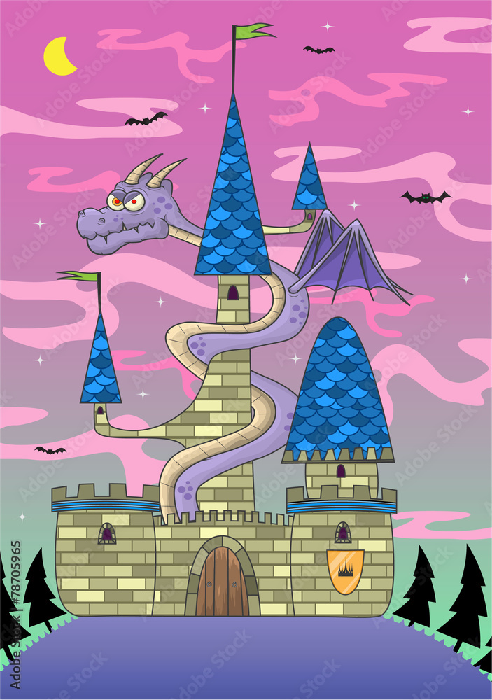 Cartoon castle Illustration Stock Vector | Adobe Stock