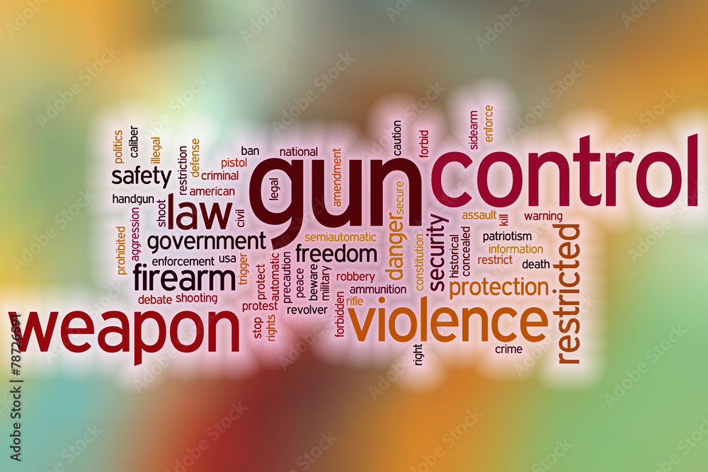 Gun control word cloud concept with abstract background Stock ...