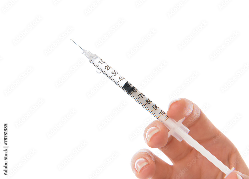 Doctor hand with medical insulin syringe ready for injection Stock ...