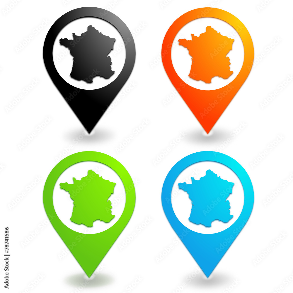 carte de france par 4 sur symbole géolocalisation Stock Vector | Adobe ...