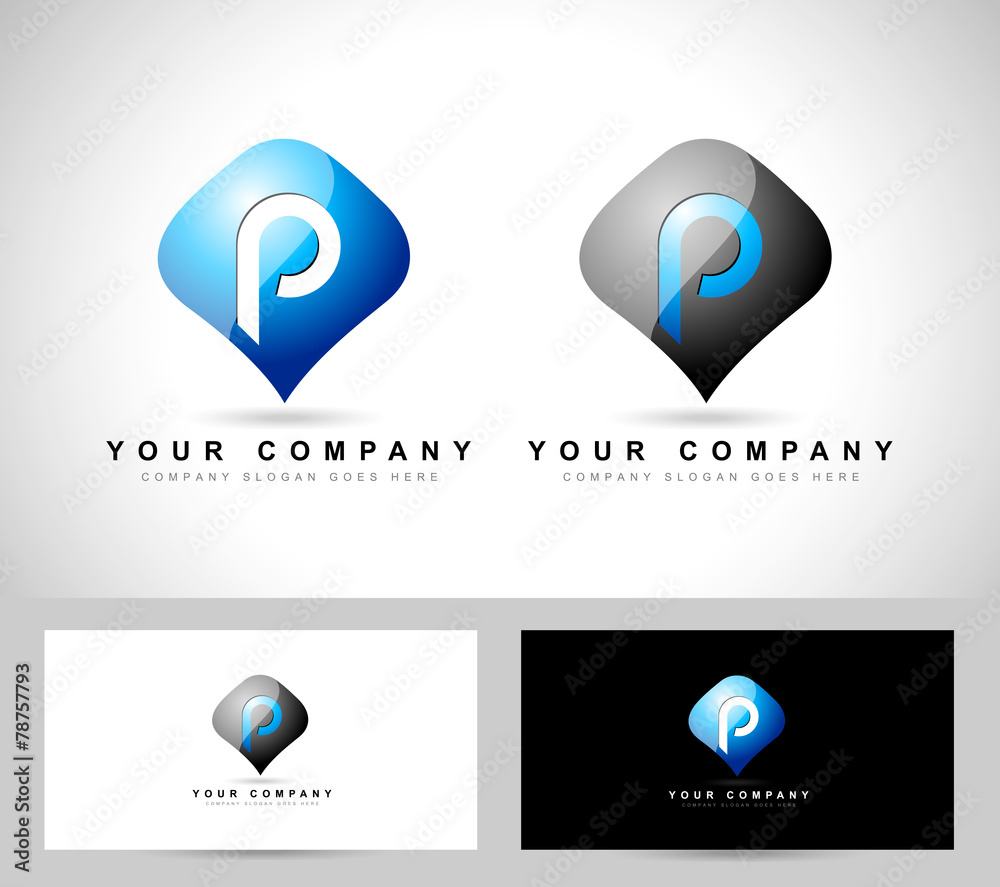 Letter p vector logo. Creative abstract pin logo with letter p Stock ...
