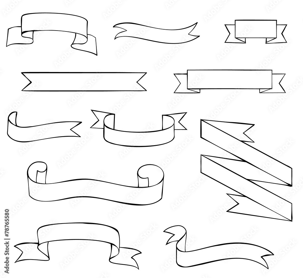 Set of blank outline ribbons Stock Vector | Adobe Stock