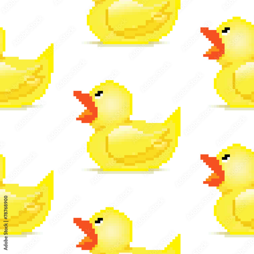 Pixel art rubber duck seamless patern Stock Vector | Adobe Stock
