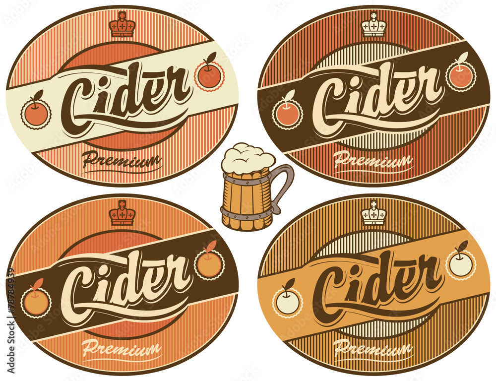 Set of four vector labels for cider Stock Vector | Adobe Stock
