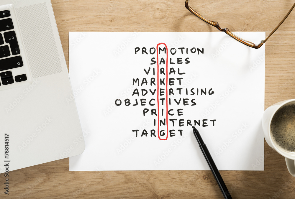 marketing strategy plan crossword puzzle on the office desk Stock Photo ...