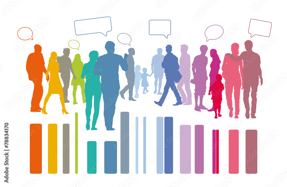 Menschengruppe - Paare mit Sprechblasen, Silhouette, Statistik ...